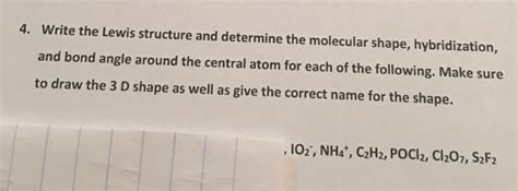 Solved Write The Lewis Structure And Determine The Molecular