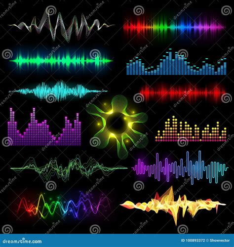 Digital Music Equalizer Audio Waves Set Vector Llustration Design Template Audio Signal