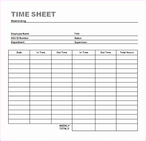 Time Sheet Excel Template Excel Templates