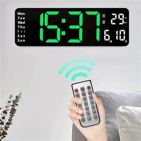 Large Led Digital Wall Clock With Remote Control Dual Alarms