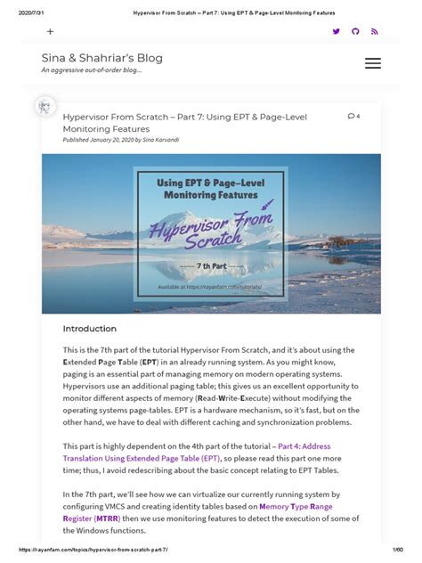 Hypervisor From Scratch Part 7 Using Ept And Page Level Monitoring Features Pdf Computer