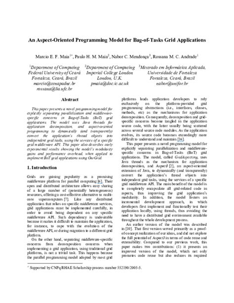 Pdf An Aspect Oriented Programming Model For Bag Of Tasks Grid Applications
