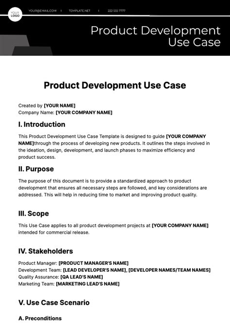 Free Product Development Use Case Template To Edit Online