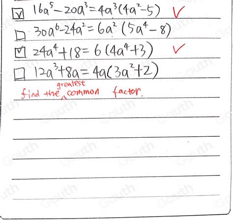 Solved Which Expressions Are Completely Factored Select Each Correct Answer 16a5 20a34a3
