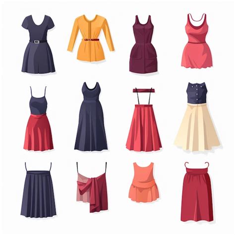 Vector Ilustración Chica Colección De Moda Ropa Conjunto De Dibujos