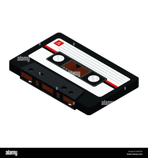 Vintage Audio Cassette Tape Isometric View Isolated On White Background