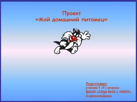 Презентация проекта Мои домашние питомцы 1 класс окружающий мир