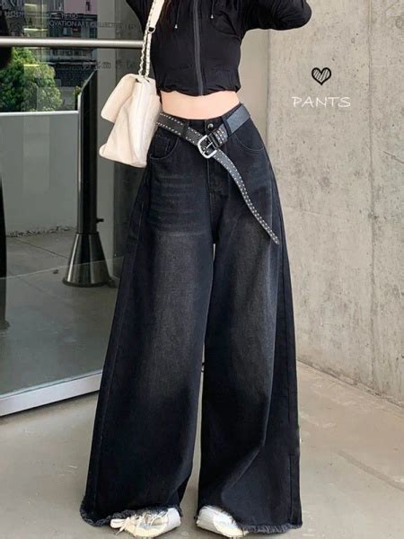 Джинсы Женский черный широкие Деним размер 46 трапеция Молния Пуговицы Высокая Карманы рост
