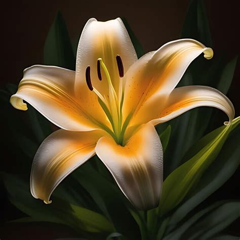 A Yellow Lily With A White Background And The Word Lily On The Bottom Premium Ai Generated Image