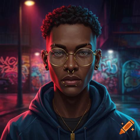 Close Up Portrait Of A Person With Curly Hair Round Glasses And