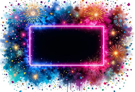 Безплатна снимка Графичен дизайн за новогодишна поздравителна картичка конфети цветна неонова