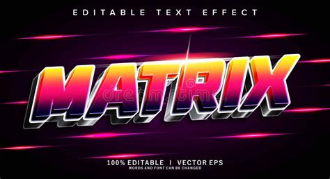 Matrix 3d Vector Text Effect With Modern Style Design Stock Vector