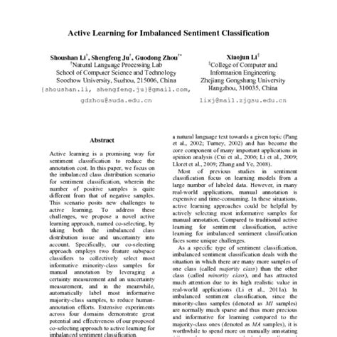 Active Learning For Imbalanced Sentiment Classification Acl Anthology