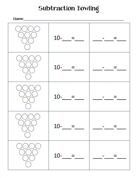 Subtraction Bowling Early Math Counts Worksheets Library