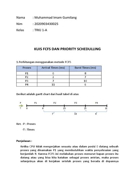 Kuis Fcfs Dan Priority Scheduling Pdf