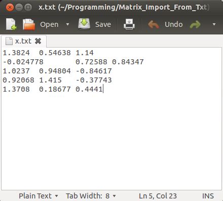 C Code For Reading Unknown Size Matrix From Text File