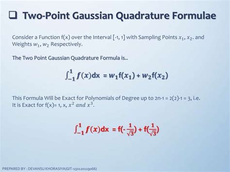 Numerical Integration Error Formula Gaussian Quadrature Formula Pptx