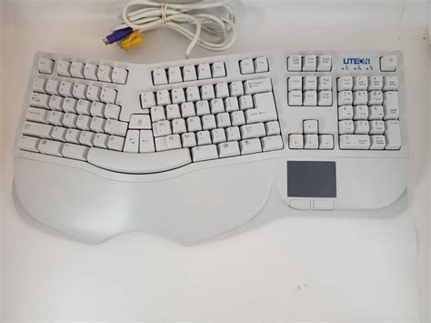 Vintage PC LITEON SK 6000 Ergonomic Keyboard Touchpad 5 Pin PS 2 Serial