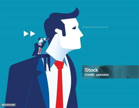 자이언트의 어깨에 앉아 비즈니스 사람입니다 컨셉 비즈니스 벡터 일러스트입니다 어깨에 대한 스톡 벡터 아트 및 기타 이미지