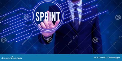 Sign Displaying Sprint Concept Meaning To Move At Top Speed Especially For A Short Distance