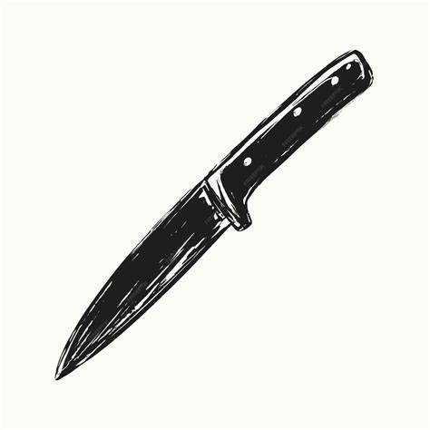 Un Dibujo En Blanco Y Negro De Un Cuchillo Con Un Mango Negro Vector