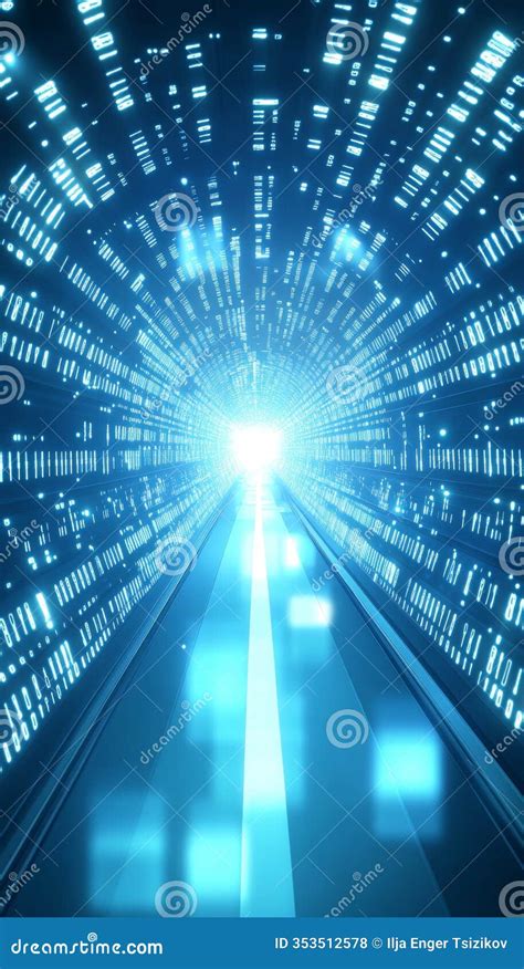 digital data stream binary code tunnel futuristic technology
