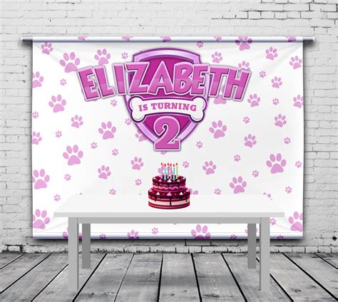 Skye Birthday Backdrop Paw Patrol Personalized Banner Photo Props
