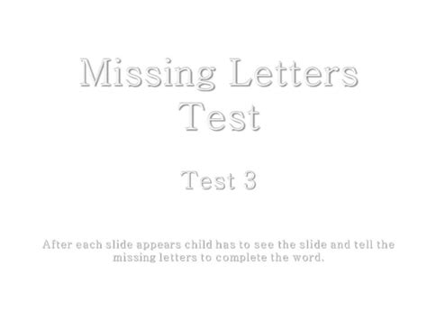 Missing Letters Test 3 Lettering Free Workbook Workbook