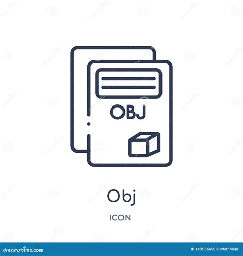 Linear Obj Icon From File Type Outline Collection Thin Line Obj Vector