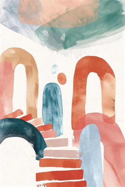 Cute Arch Illustration Architecture Staircase Premium Photo