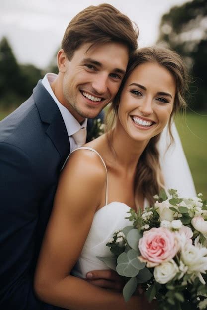Premium Ai Image Happy Bride And Groom After Wedding Ceremony