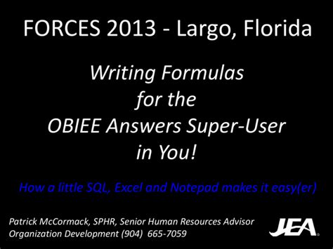 Writing Formulas For The Obiee Answers Super User In