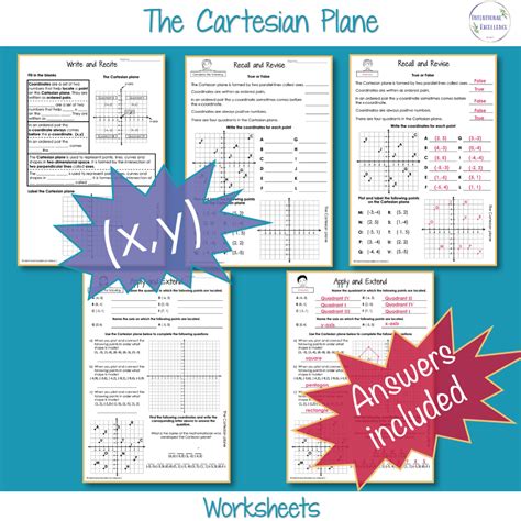 Cartesian Plane Coordinate System Graphing Ordered Pairs Year 5 6 Math Worksheets