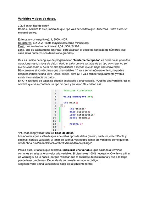 Unidad 1 Variables Y Tipos De Datos Pdf C Tipo De Datos