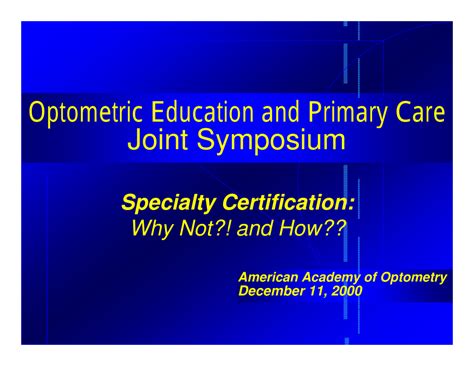 Pdf Assessing The Need For Board Certification In Optometry