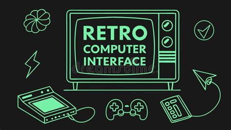 retro computer interface vintage technology and gaming design vector