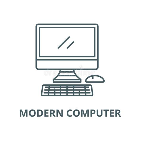 Personal Computer Monitor Keyboard Vector Line Icon Linear Concept Outline Sign Symbol Stock