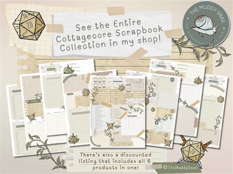 dnd player session log template cottagecore scrapbook aesthetic printable player session log