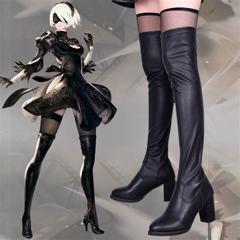 尼尔机械纪元尤尔哈2号b型 2b小姐姐同款cosplay鞋子过膝高跟皮靴 阿里巴巴 尼尔机械纪元尤尔哈2号b型 2b小姐姐同款cosplay鞋子过膝高跟皮靴 阿里巴巴