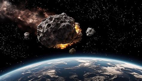 Premium Ai Image Meteor Impact With Earth Fireball Asteroid In Collision With Planet Earth In