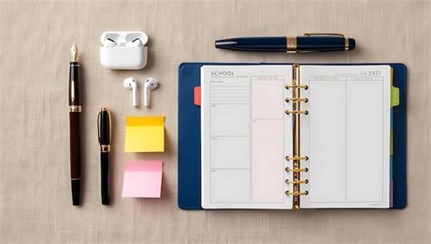 Office Desk Featuring A Classic Notebook And Vibrant Sticky Notes For