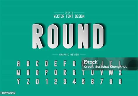 종이 컷 글꼴 및 알파벳 벡터 둥근 문자 서체 및 숫자 디자인 녹색 배경에 그래픽 텍스트 0명에 대한 스톡 벡터 아트 및 기타