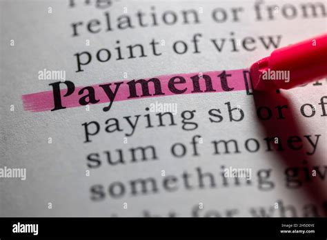 Fake Dictionary Word Dictionary Definition Of Payment Stock Photo Alamy