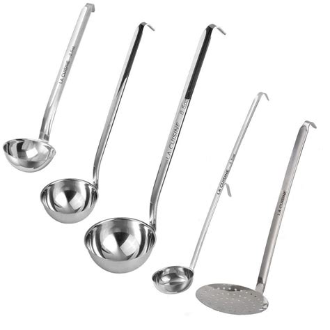 La Cuisine 18 10 Stainless Steel Soup Ladle 5 Pack Includes 4 Pcs 8