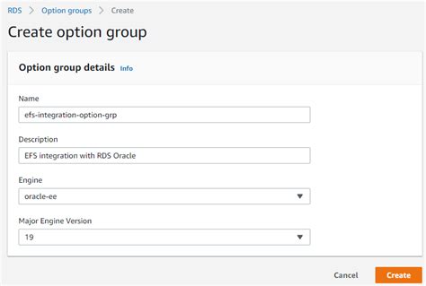 Integrate Amazon Rds For Oracle With Amazon Efs Aws Database Blog