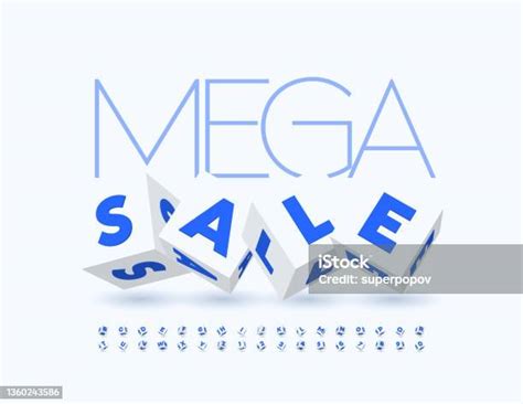 벡터 세련된 배너 메가 세일 블록 스타일 알파벳 문자 및 숫자 세트 3차원 형태에 대한 스톡 벡터 아트 및 기타 이미지 3차원 형태 가격 경제 Istock