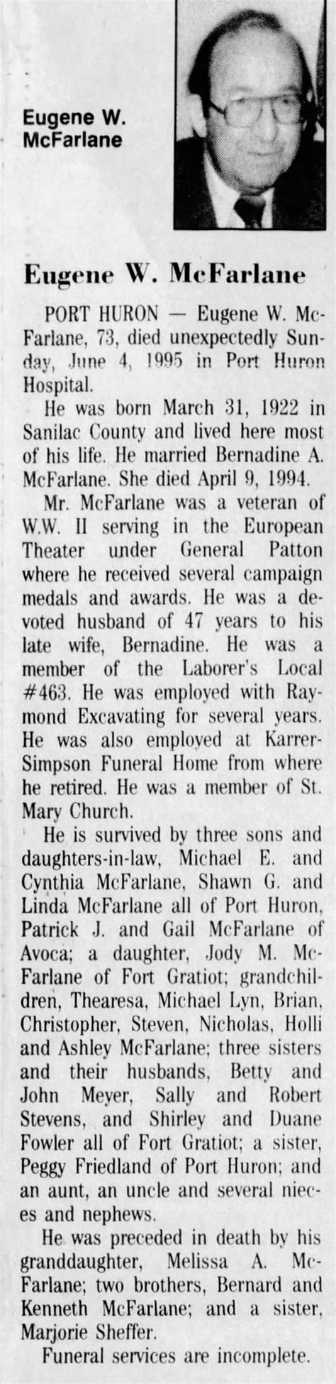 Eugene Wilbur Mcfarlane 1922 1995 Find A Grave Memorial