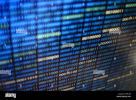 Blue Binary Code Blocks Of Binary Data Blockchain Concept Blue