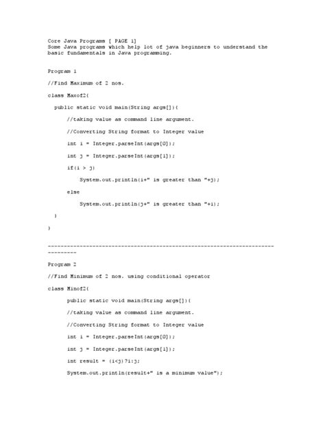 Core Java Programs Pdf Numbers Integer Computer Science