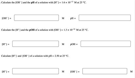 Solved Calculate The OH And The PH Of A Solution With Chegg Com